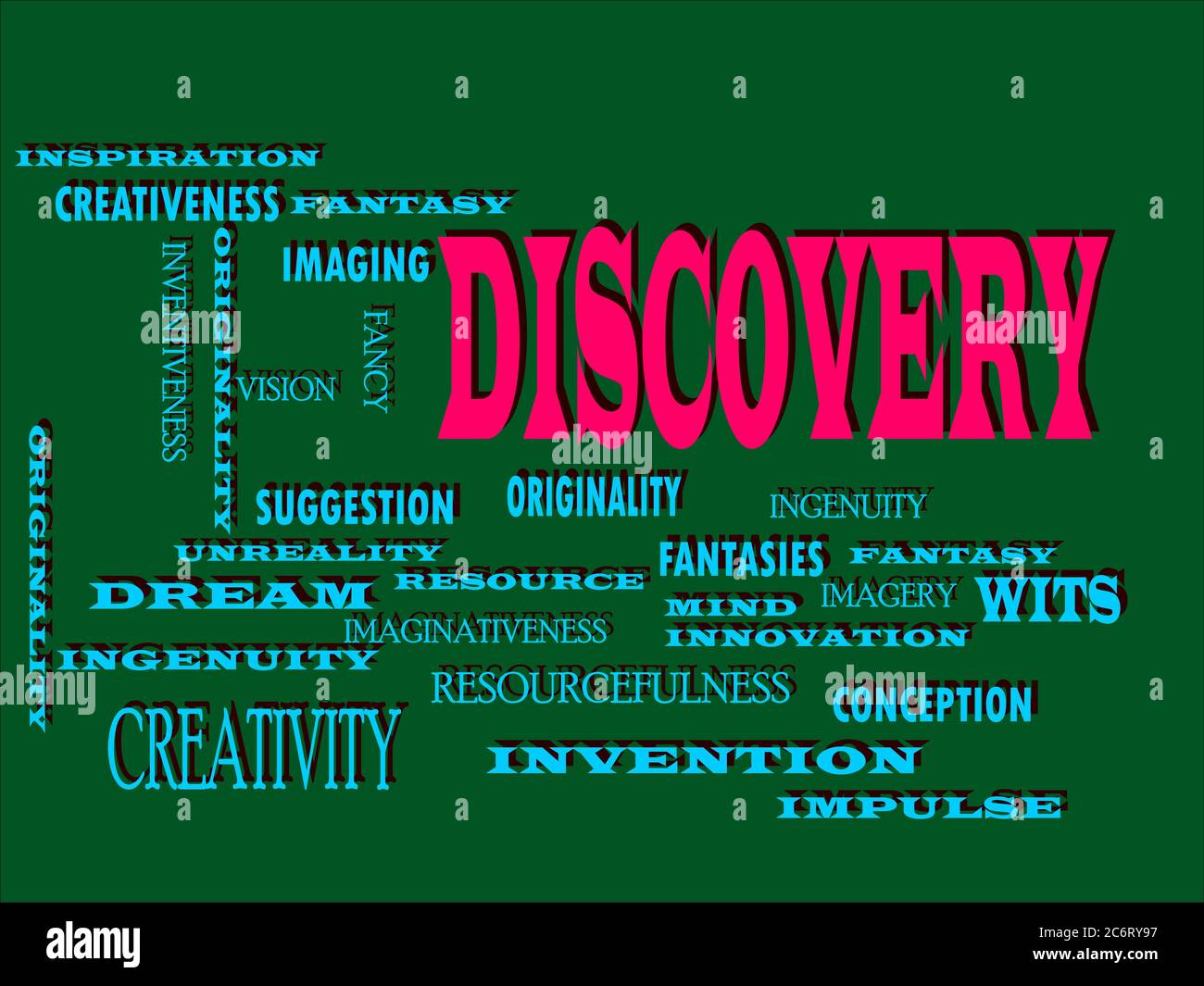 Discovery word highlighted on cloud text art abstract vector Stock ...