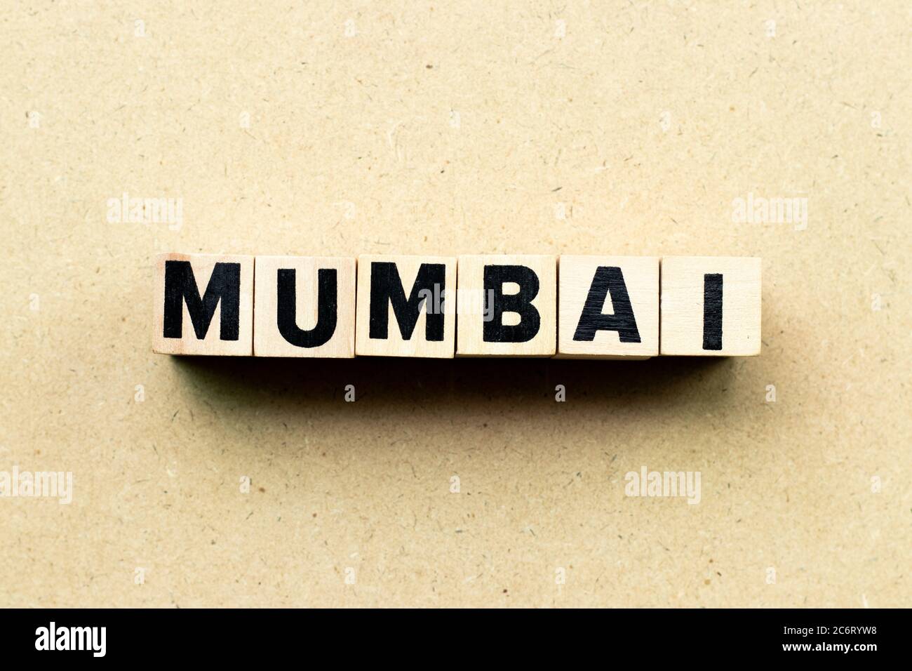 Letter block in word Mumbai on wood background Stock Photo - Alamy