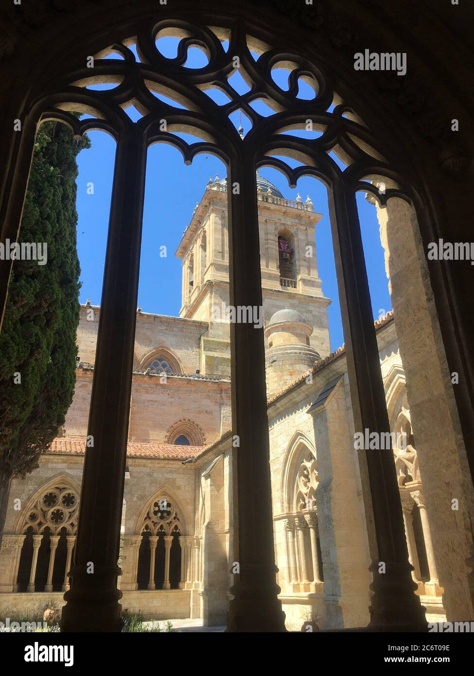 cloister of the cathedral of Ciudad Rodrigo in late Romanesque style ...