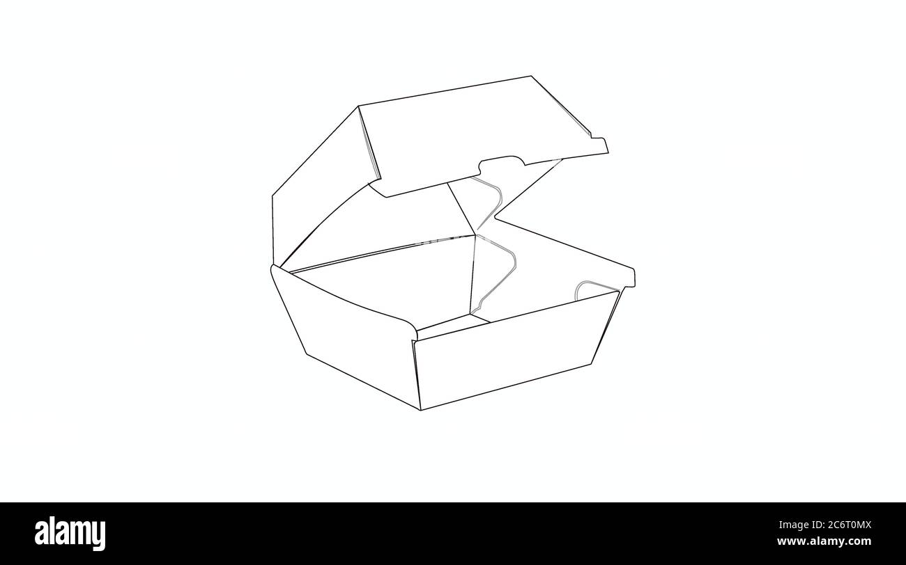 Vector Isolated Lines Black and White Illustration of a Take Away Box ...