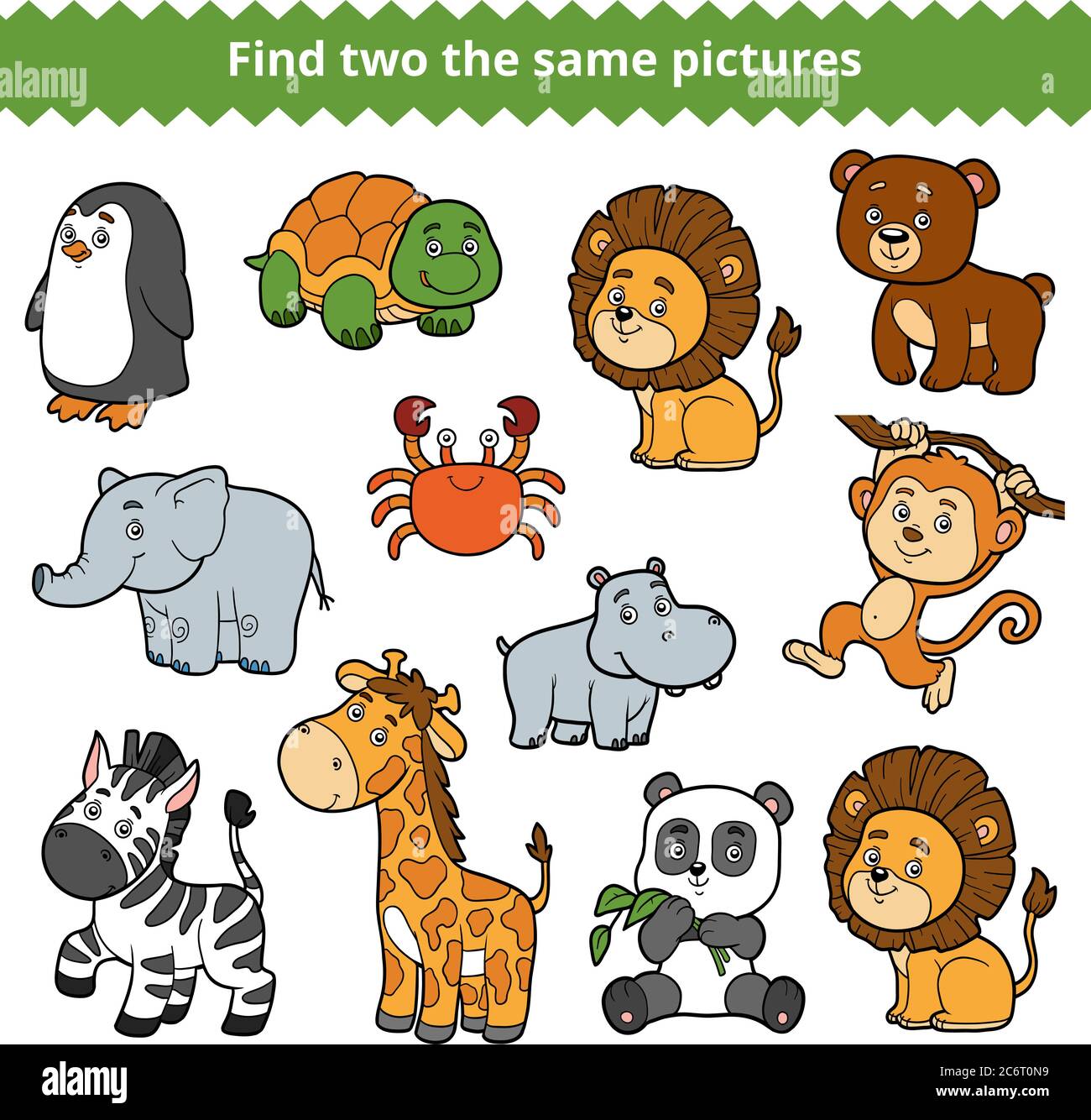 Find two the same pictures, education game for children, vector set of ...