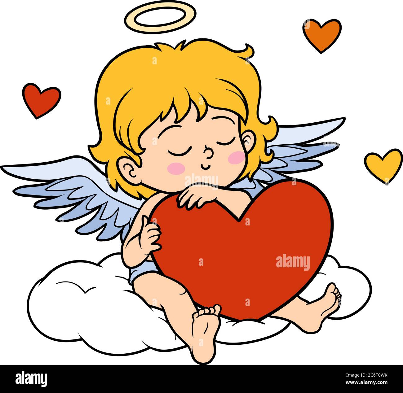 Vector Valentine's Day character, Angel with heart Stock Vector Image ...