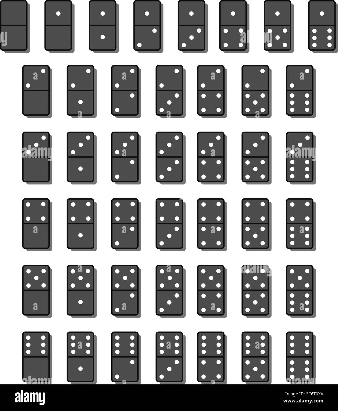 Vector domino set, black isolated objects on white background Stock ...