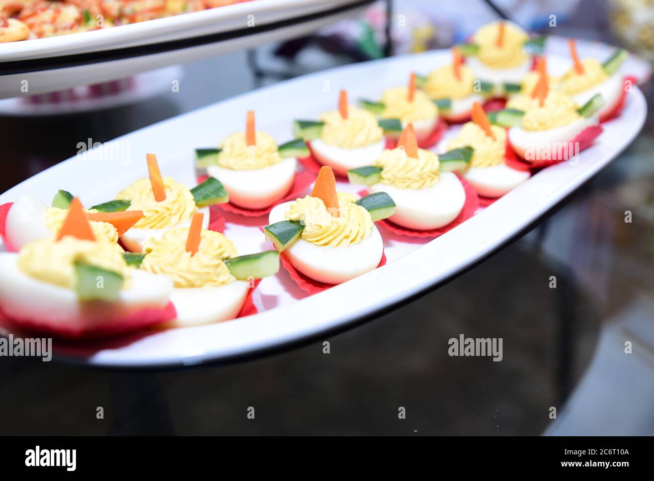 A platter of Egg boats at a kid’s birthday party Stock Photo - Alamy