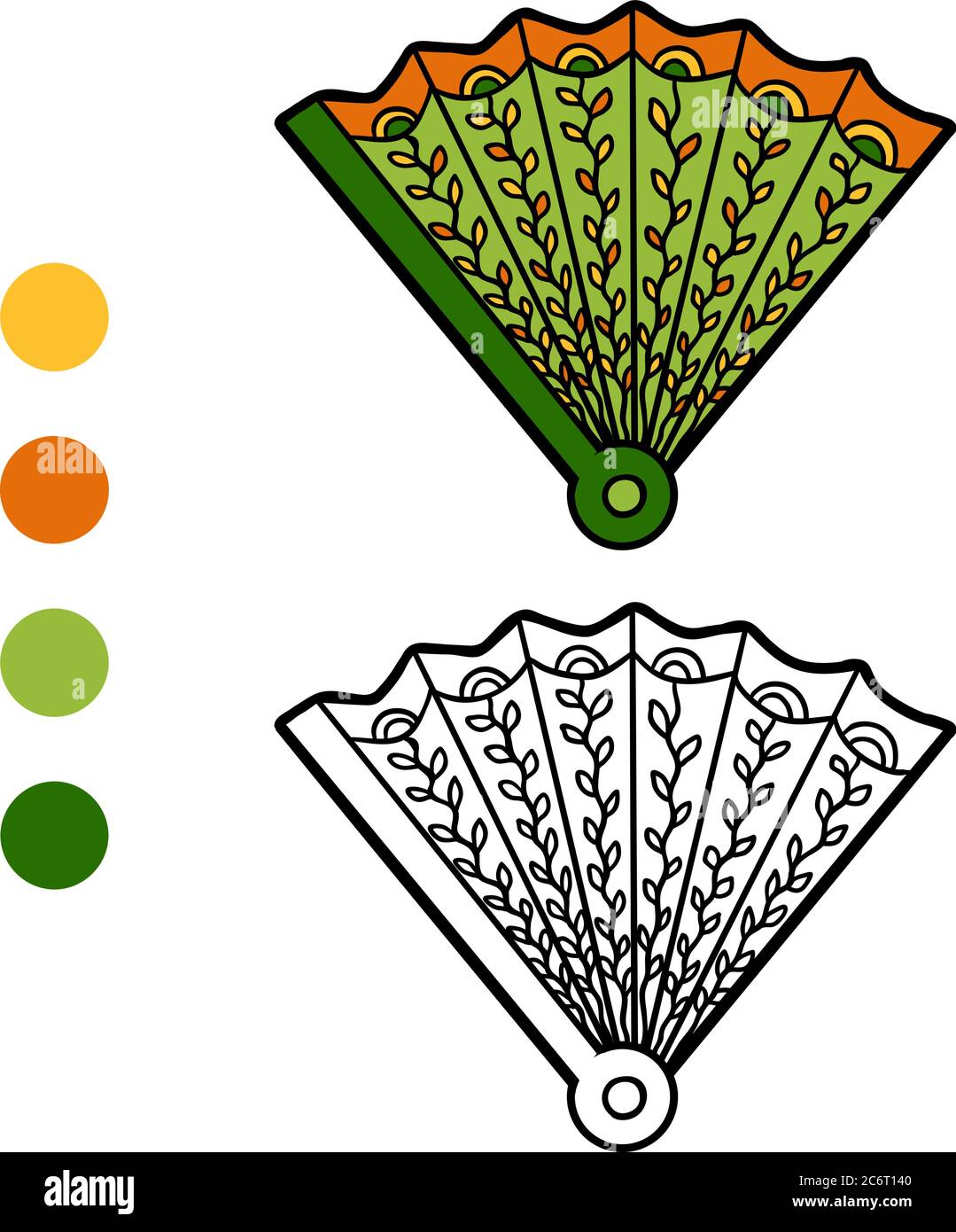 Coloring book for children, cartoon accessories, Fan Stock Vector Image ...