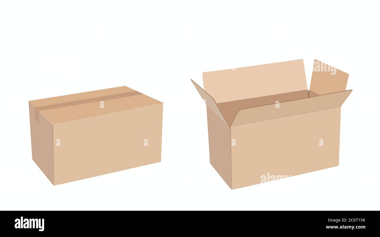Carton delivery packaging, Box. Vector Isolated Illustration Stock ...