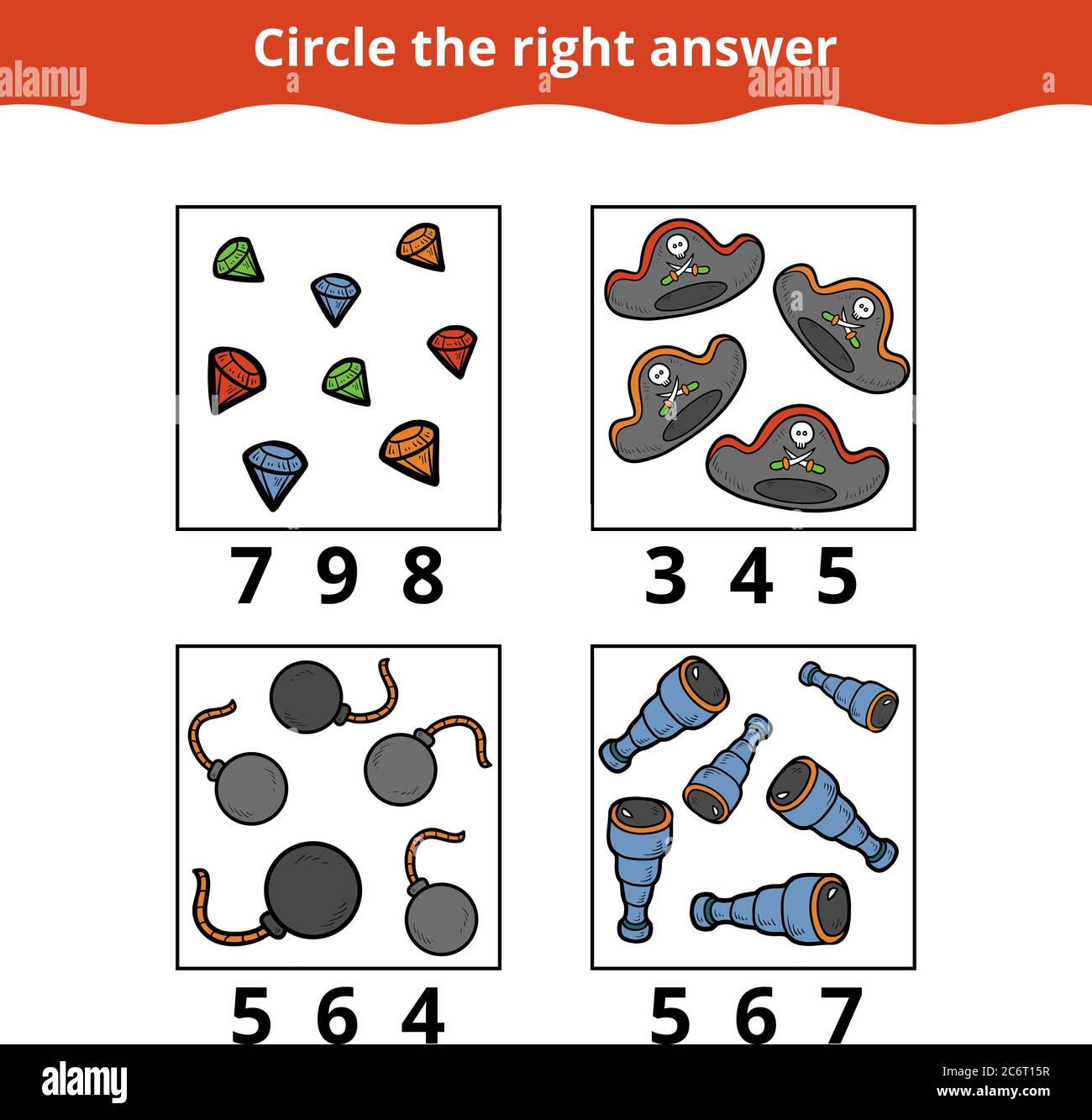 Counting Game for Children. Education game about pirate items Stock ...