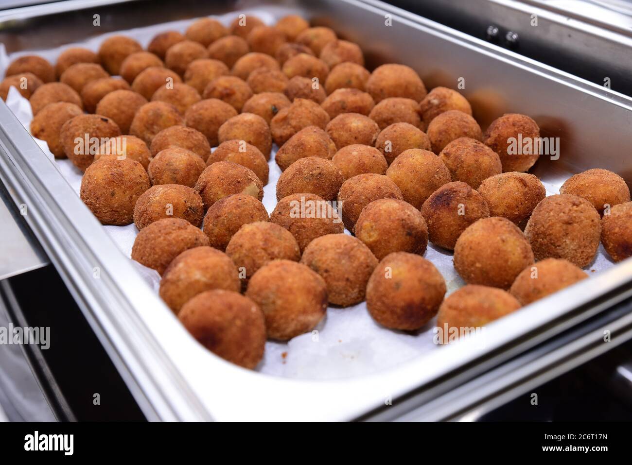 Fish cutlets at a buffet Stock Photo - Alamy