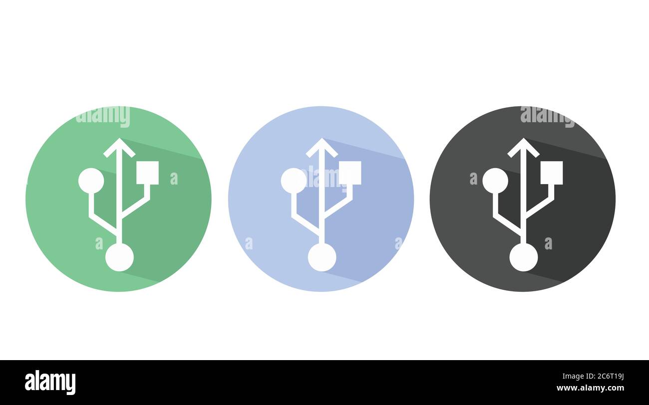 Vector Isolated Different Color Set of Flat USB device icon or ...