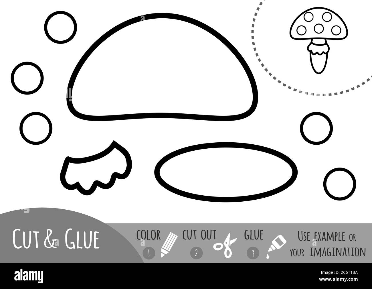 Education paper game for children, Amanita mushroom. Use color pencils ...