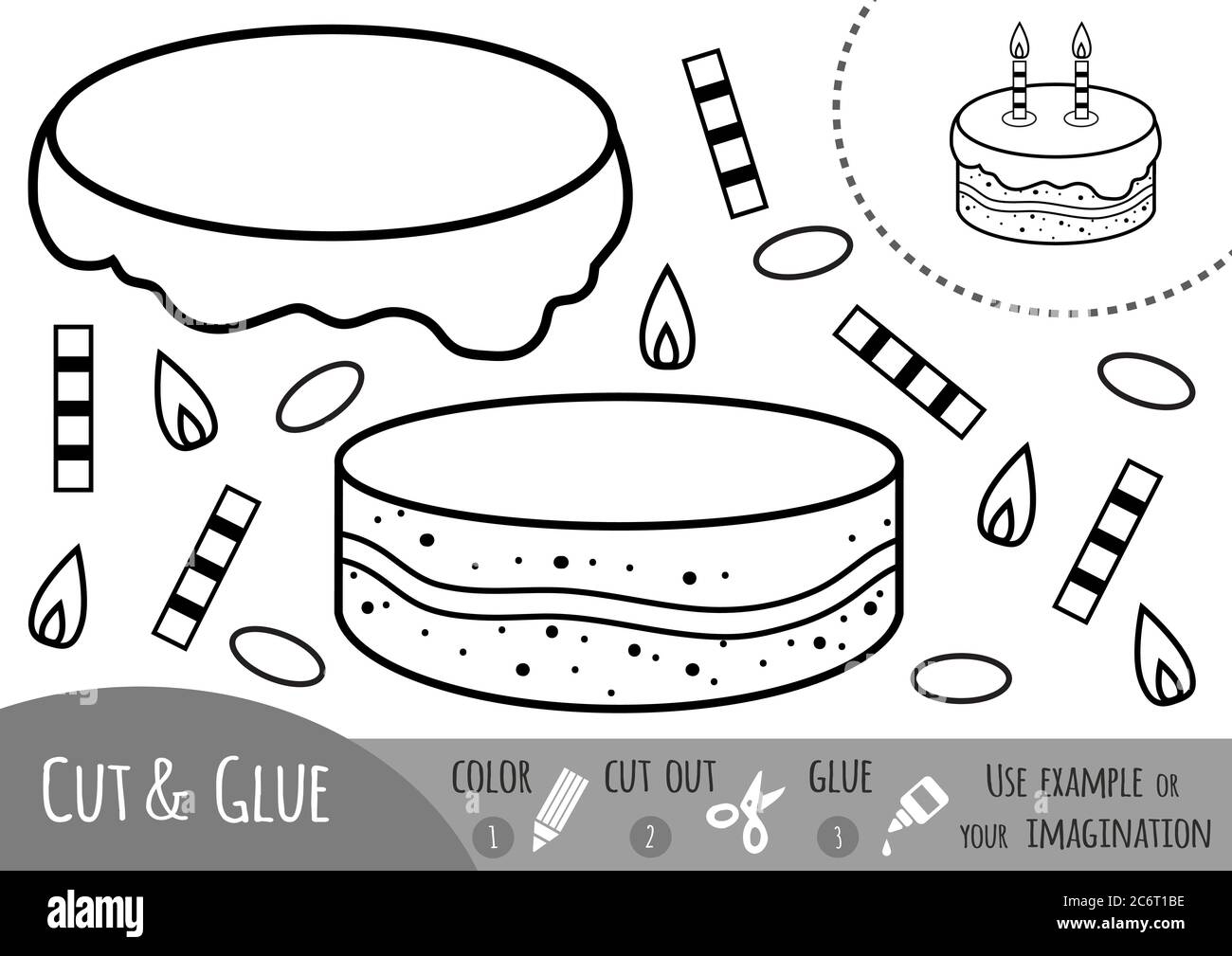 Education paper game for children, cake. Use color pencils, scissors ...