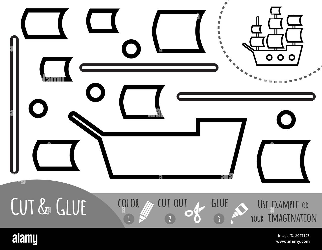 Education paper game for children, Sailing ship. Use color pencils ...
