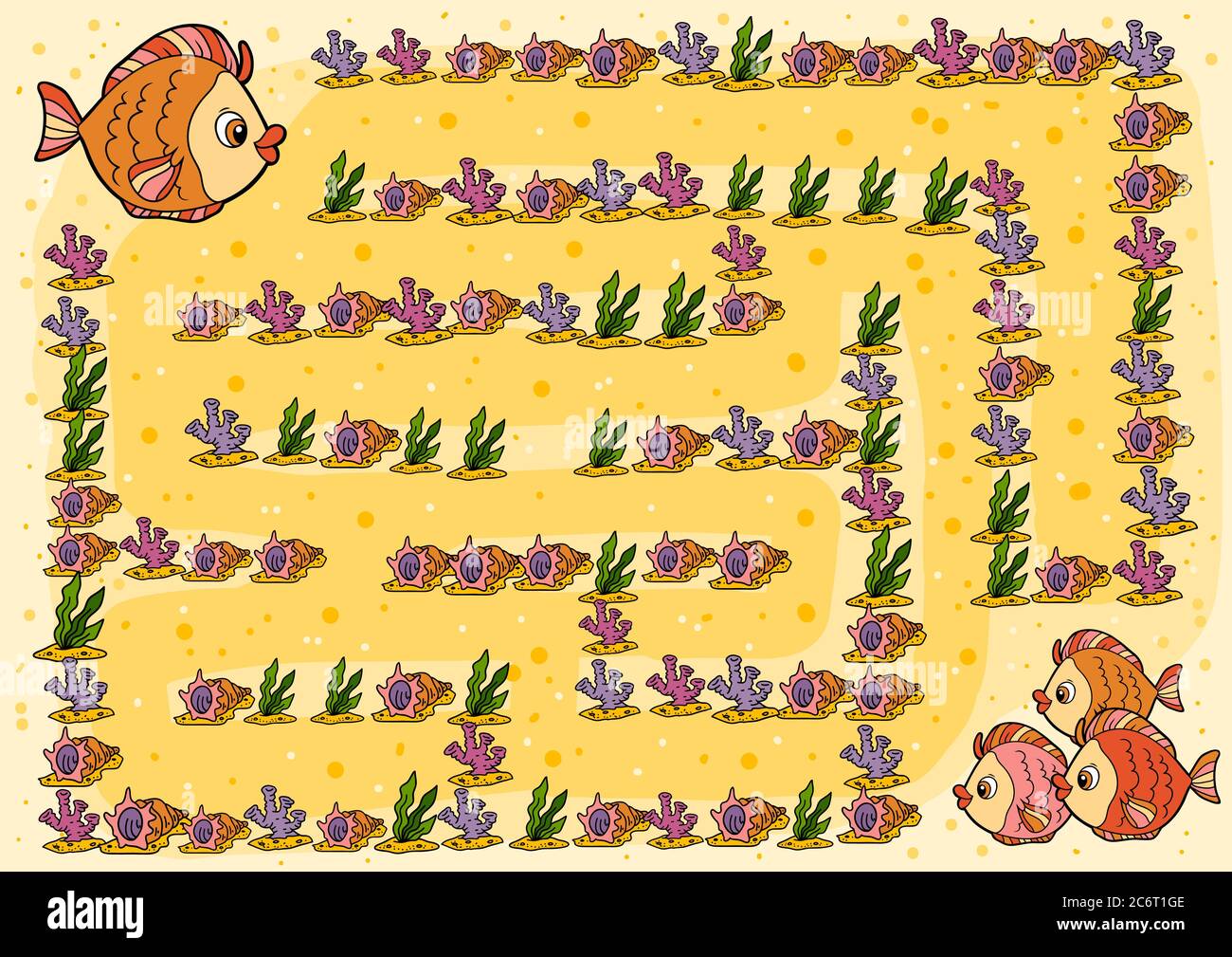 Maze game, education game for children, Fish Stock Vector Image & Art ...