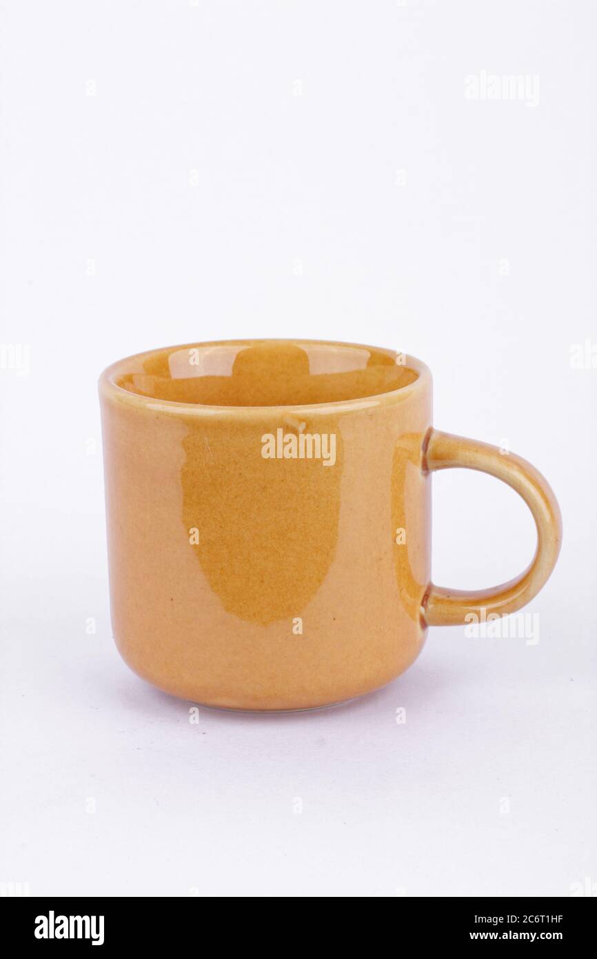 Coffee cup on break time in white background isolated Stock Photo - Alamy