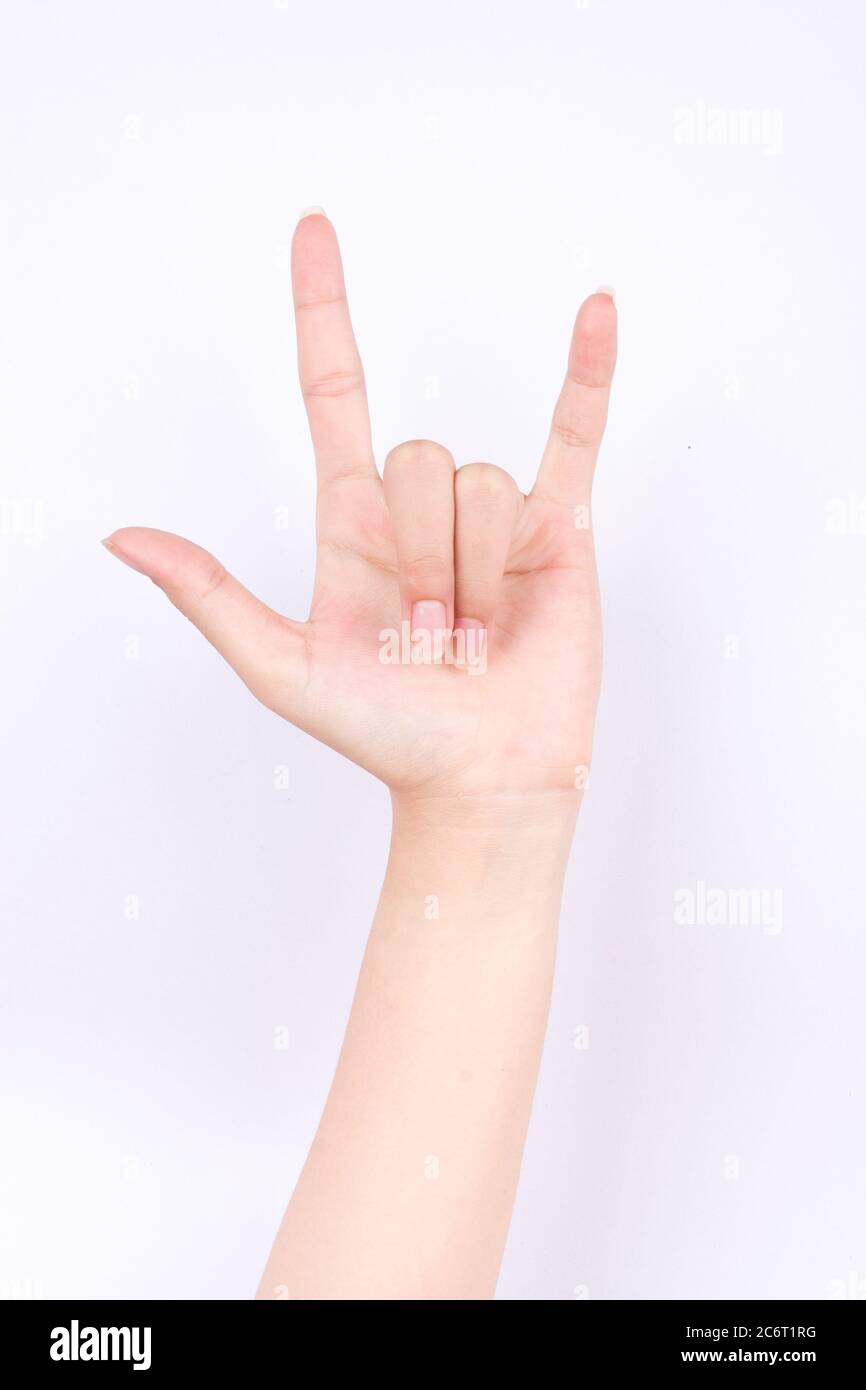 the finger hand symbols isolated concept I love you sign on white ...