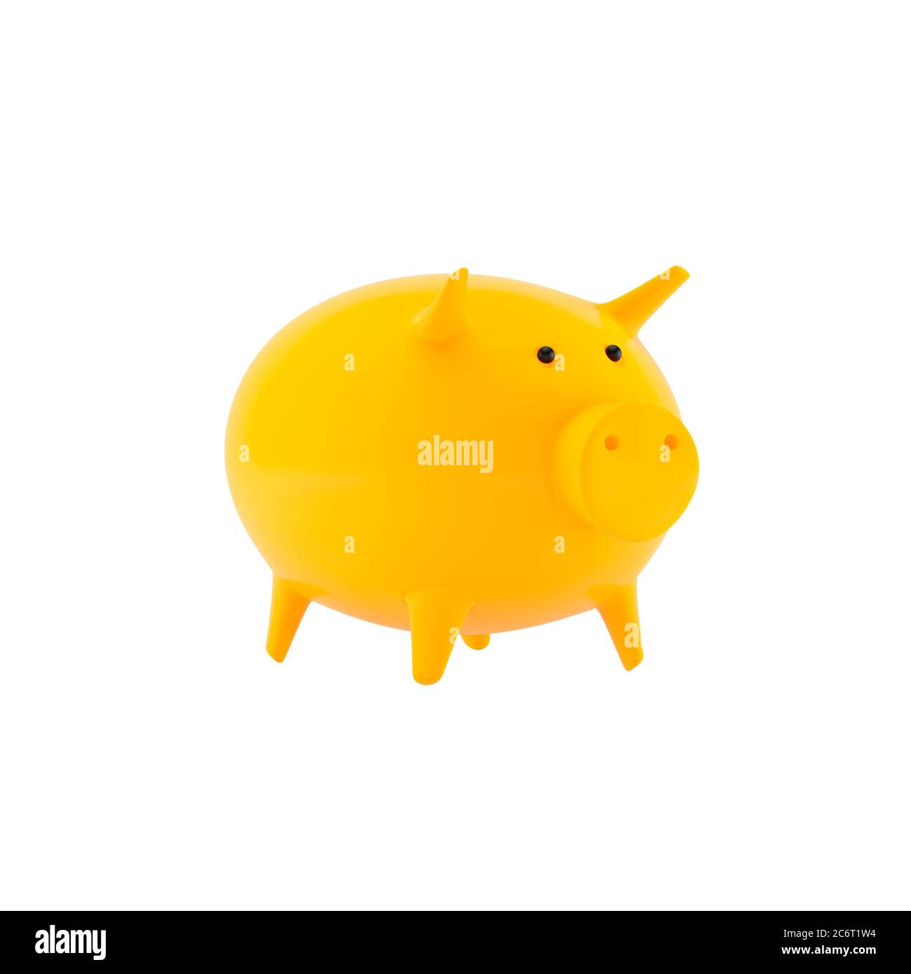 Yellow piggy bank pig isolated on a white background. The concept of ...