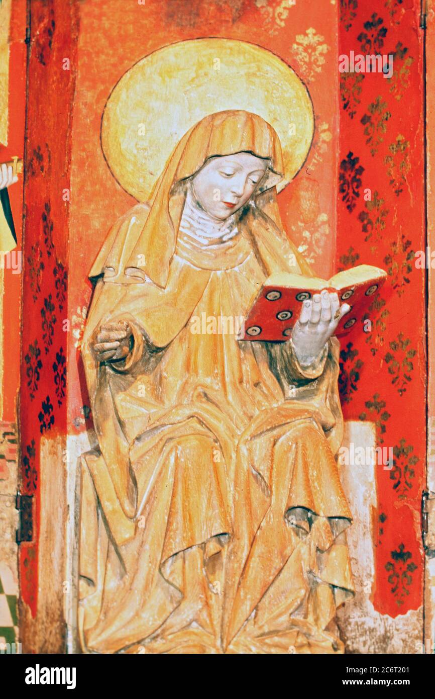 Saint Bridget of Sweden statue on the altar of Kråksmåla churtch in ...