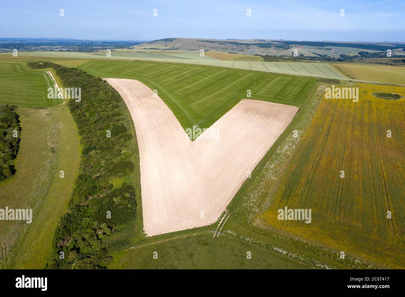 Beautiful high flying drone landscape image of rolling hills in English ...