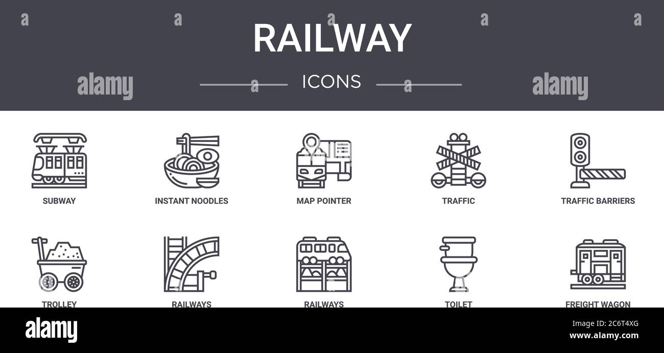 railway concept line icons set. contains icons usable for web, logo, ui ...