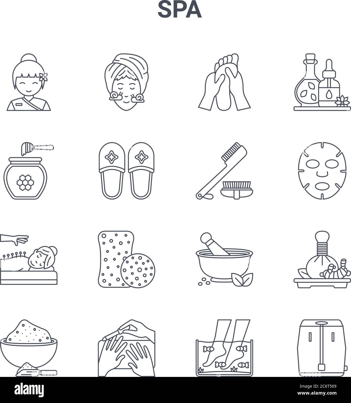 set of 16 spa concept vector line icons. 64x64 thin stroke icons such ...
