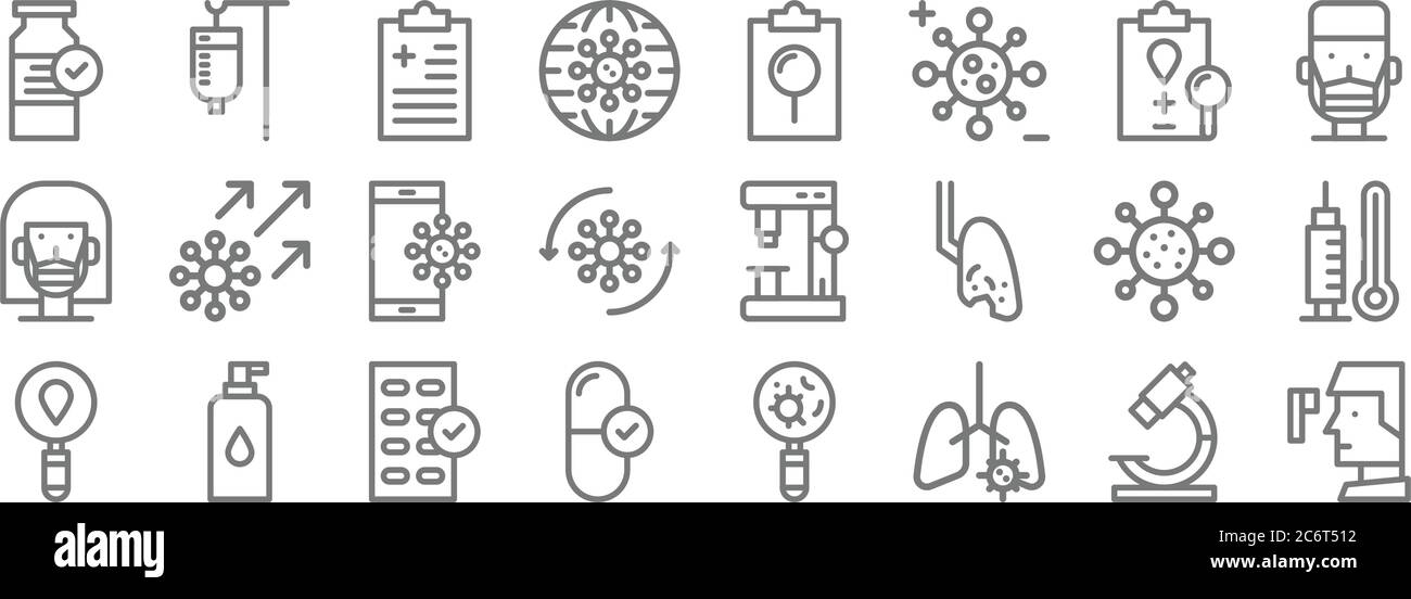 virus infection and line icons. linear set. quality vector line set ...