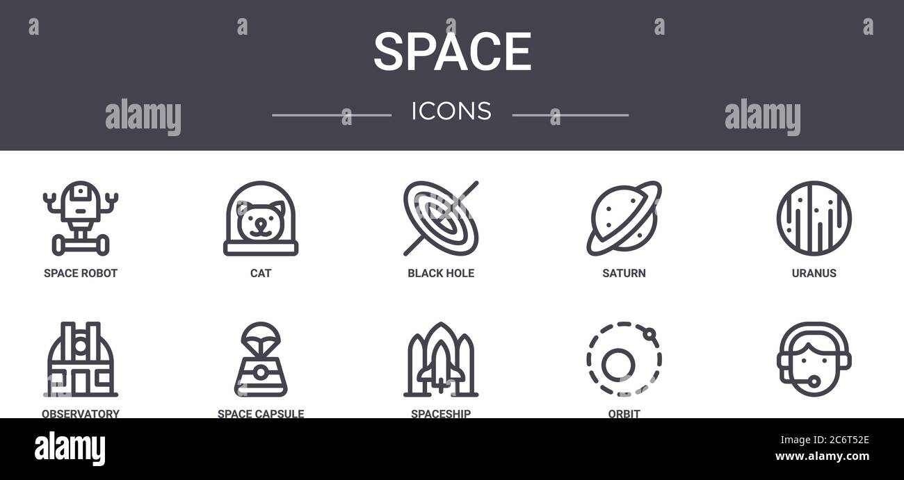 space concept line icons set. contains icons usable for web, logo, ui ...