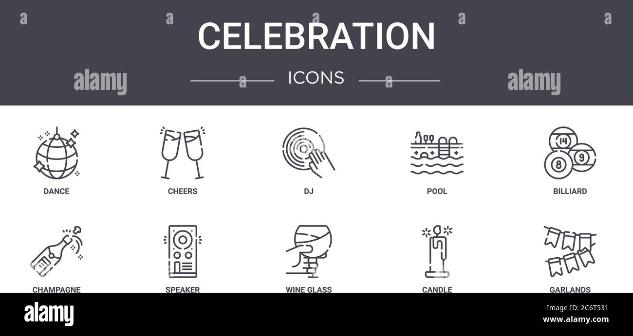 celebration concept line icons set. contains icons usable for web, logo ...