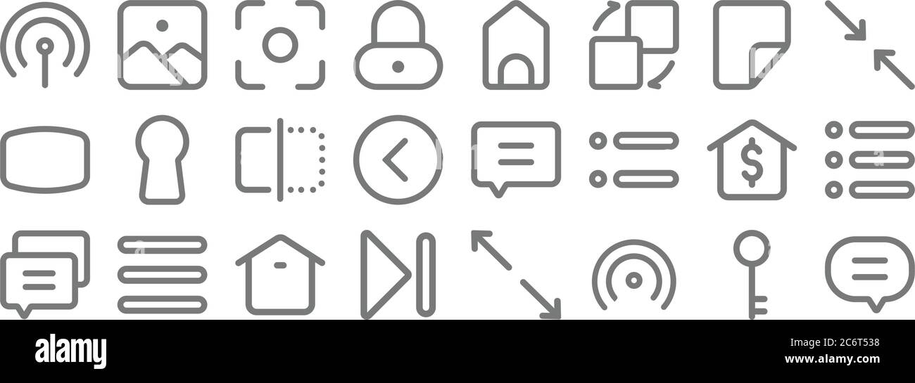 interface line icons. linear set. quality vector line set such as chat ...