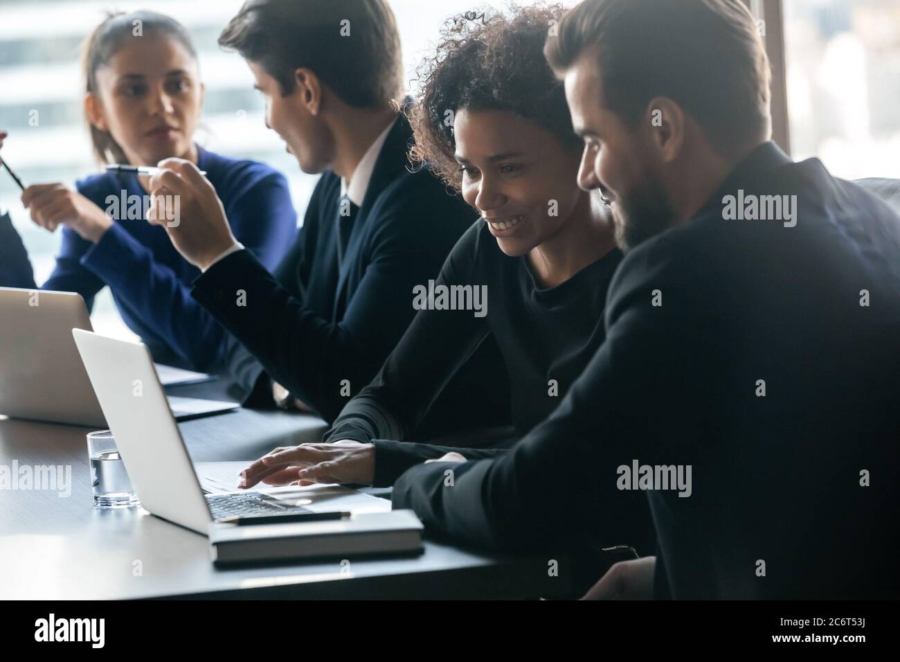 Multiracial diverse business people involved in working process in ...