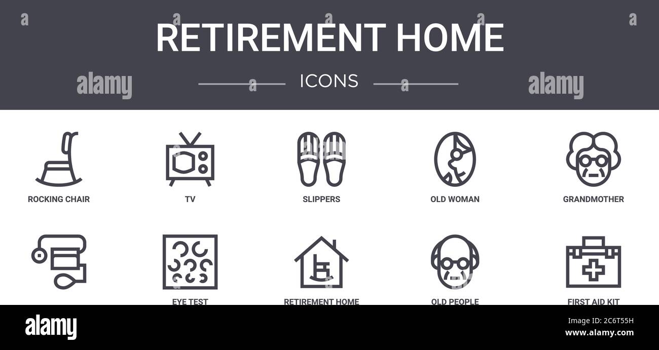 retirement home concept line icons set. contains icons usable for web ...