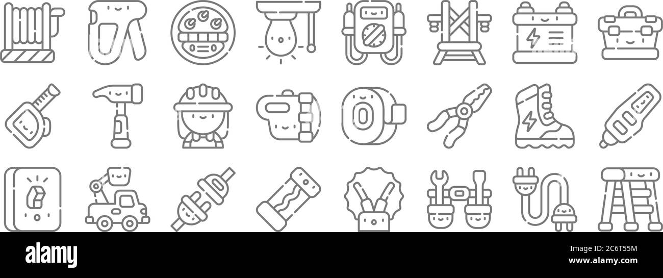 electrician tools and line icons. linear set. quality vector line set ...