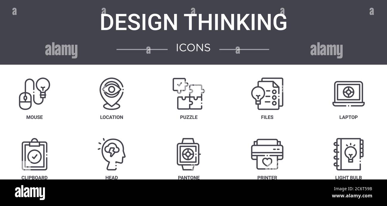 design thinking concept line icons set. contains icons usable for web ...