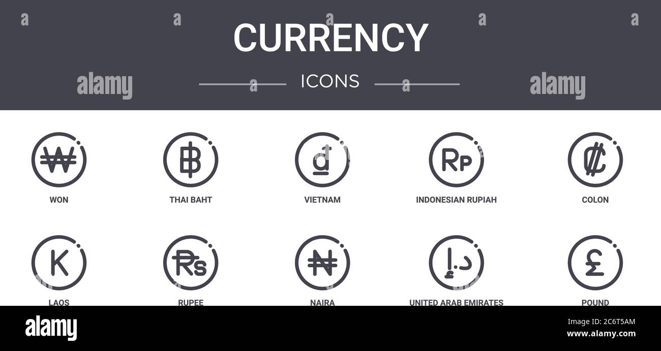 currency concept line icons set. contains icons usable for web, logo ...