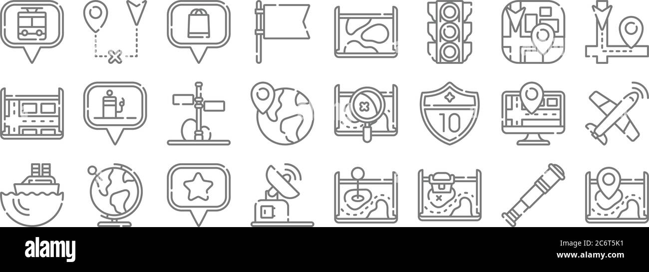 Navigation And Maps Line Icons Linear Set Quality Vector Line Set Such As Map Treasure Map