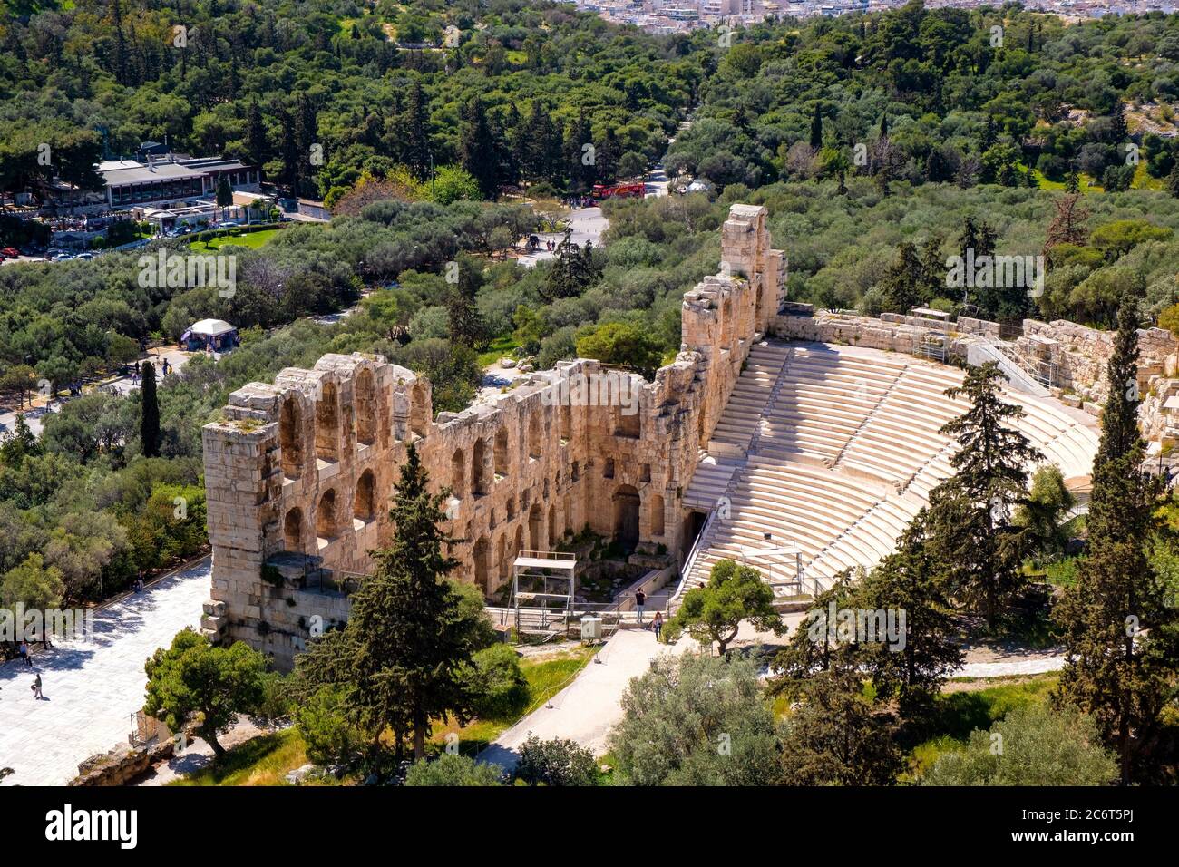 Athens, Attica / Greece - 2018/04/02: Panoramic view of Odeon of ...