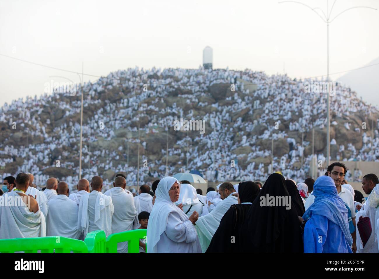 Pilgrims gather on top of Mount Rahma (Mercy) in Arafat area, the ...