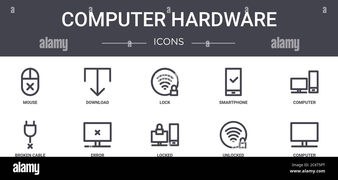 computer hardware concept line icons set. contains icons usable for web ...
