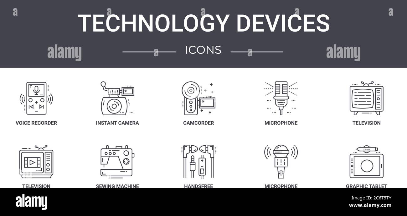 technology devices concept line icons set. contains icons usable for ...