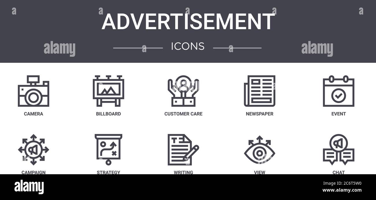 advertisement concept line icons set. contains icons usable for web ...