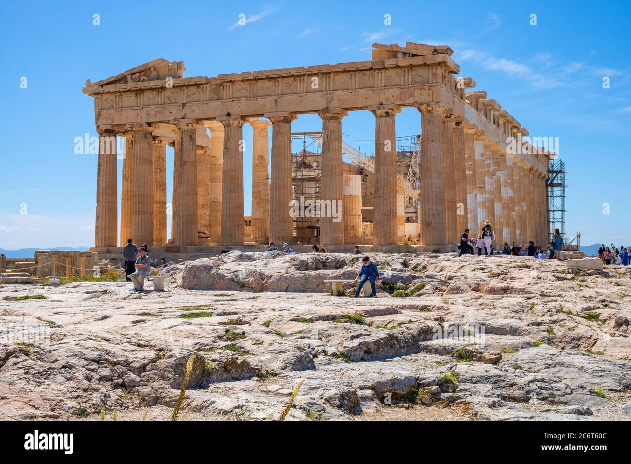 Athens, Attica / Greece - 2018/04/02: Panoramic view of Parthenon ...