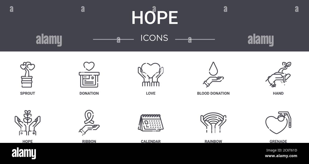 hope concept line icons set. contains icons usable for web, logo, ui/ux ...