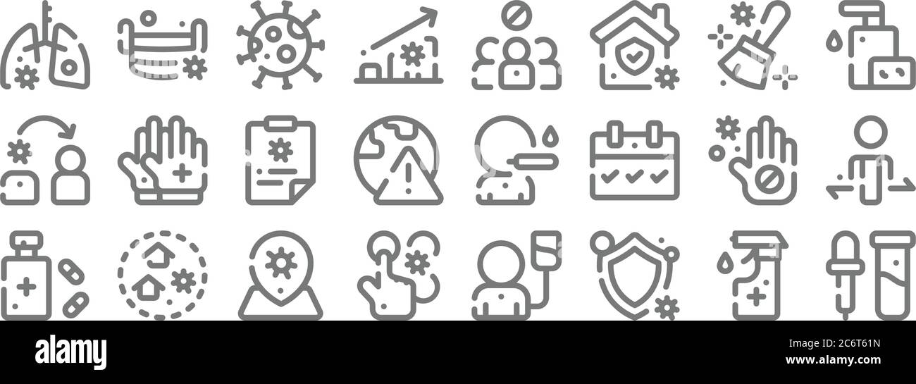 virus infection line icons. linear set. quality vector line set such as ...