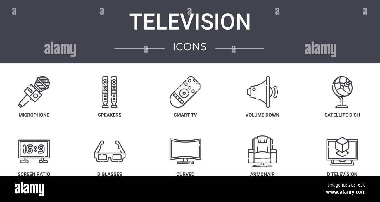 television concept line icons set. contains icons usable for web, logo ...