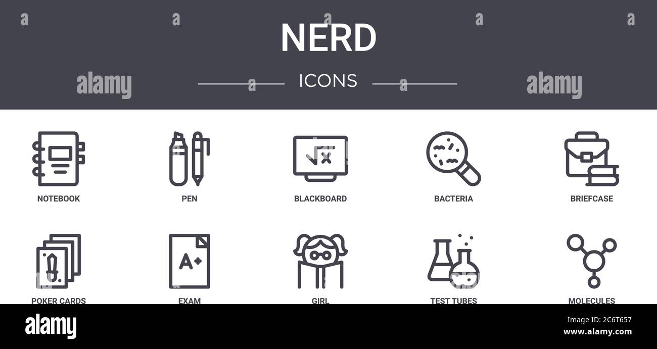 nerd concept line icons set. contains icons usable for web, logo, ui/ux ...