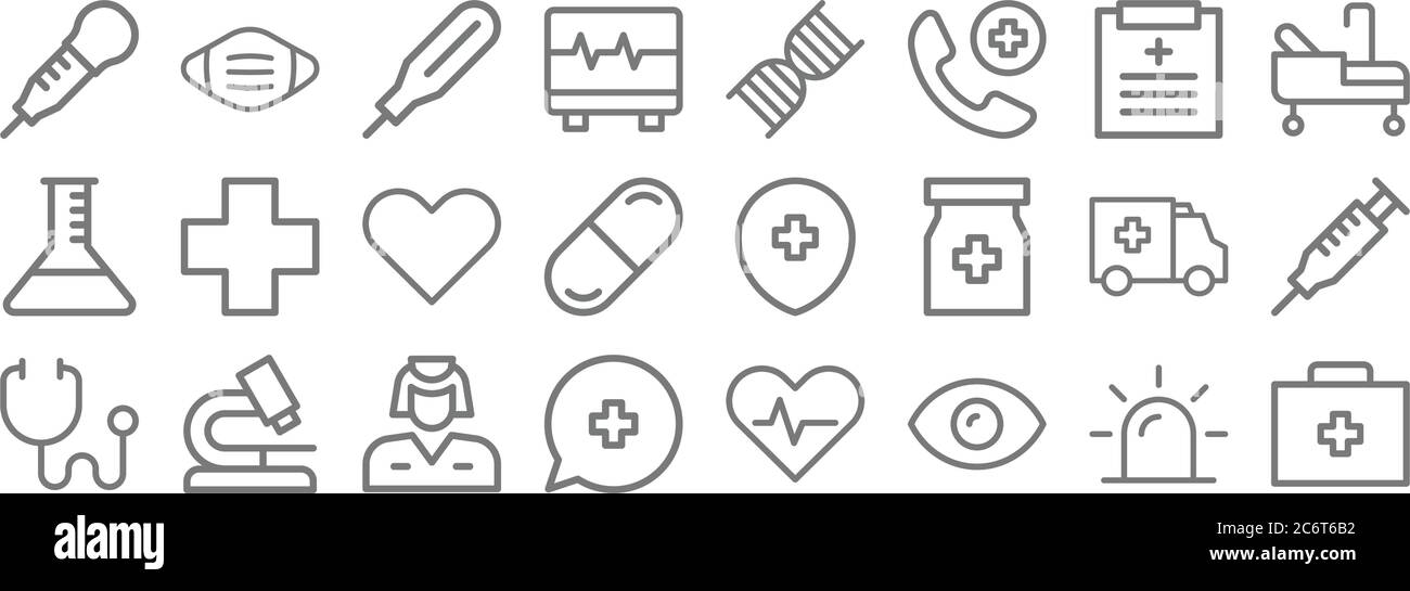 medical items line icons. linear set. quality vector line set such as ...