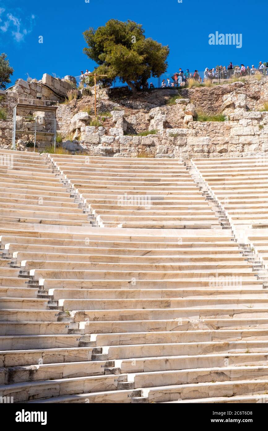 Athens, Attica / Greece - 2018/04/02: Stone auditorium of Odeon of ...