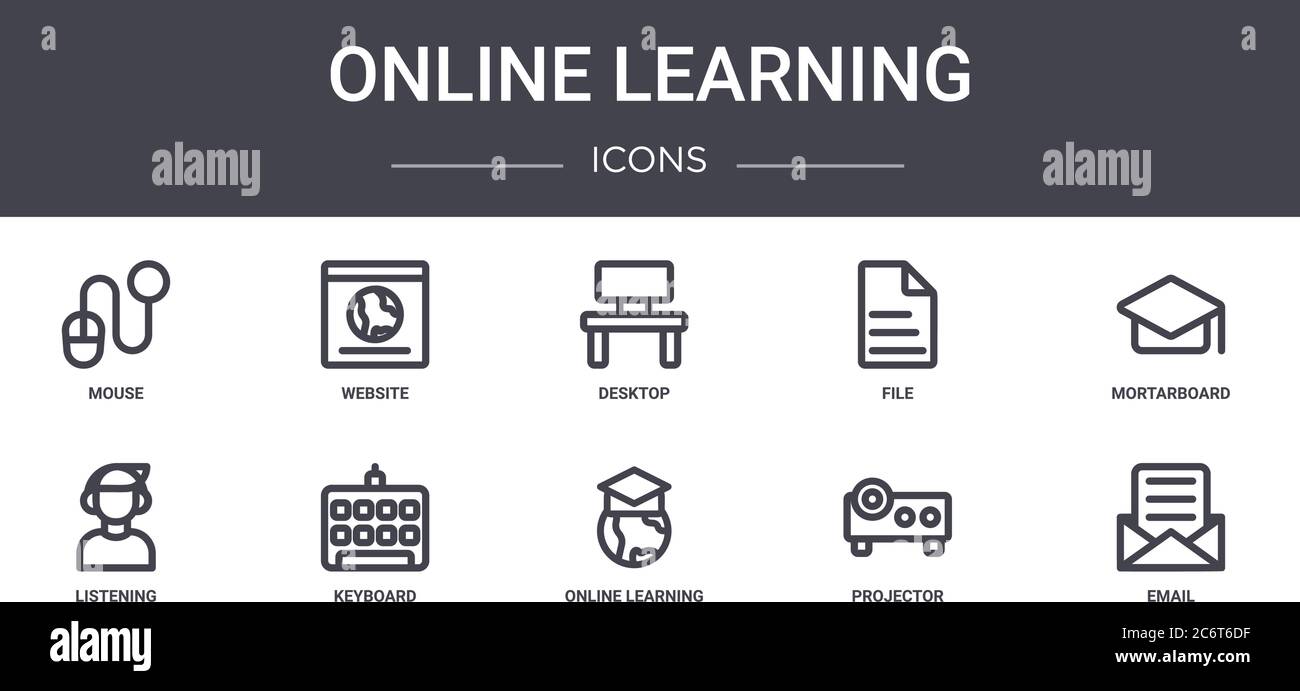 online learning concept line icons set. contains icons usable for web ...