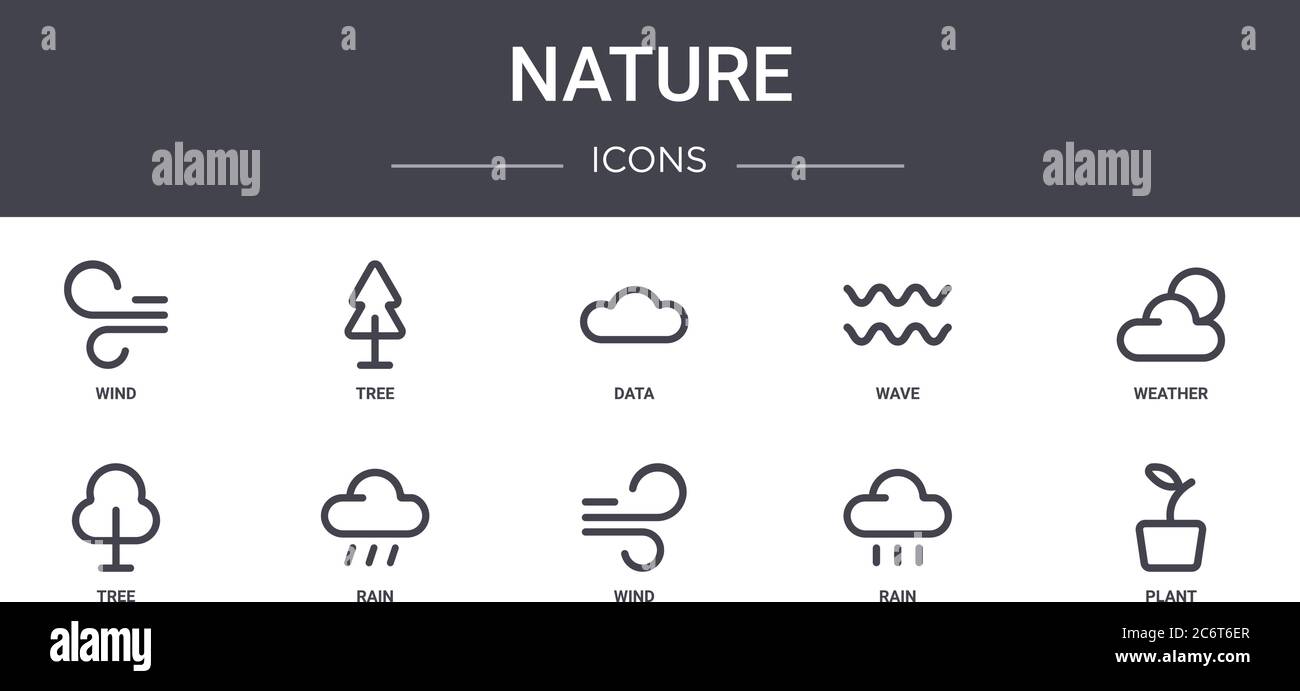 nature concept line icons set. contains icons usable for web, logo, ui ...