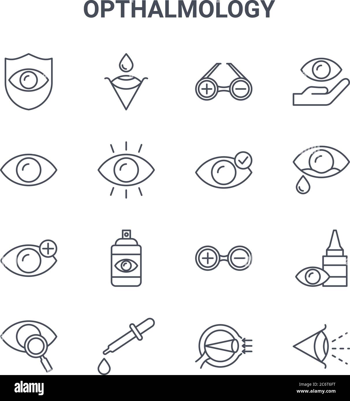 set of 16 opthalmology concept vector line icons. 64x64 thin stroke ...