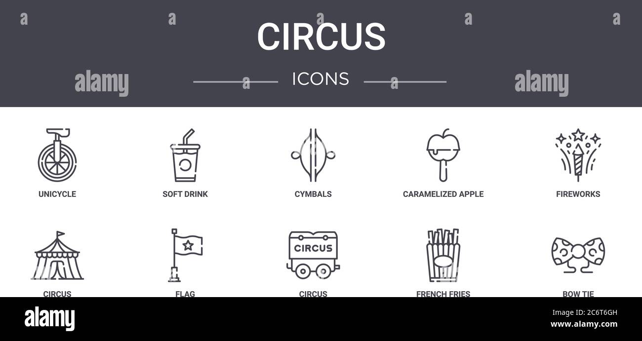 circus concept line icons set. contains icons usable for web, logo, ui ...